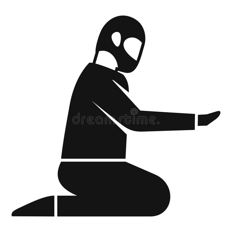 Racer Kneeling and Asking for Help Icon, Simple Style Stock Vector ...