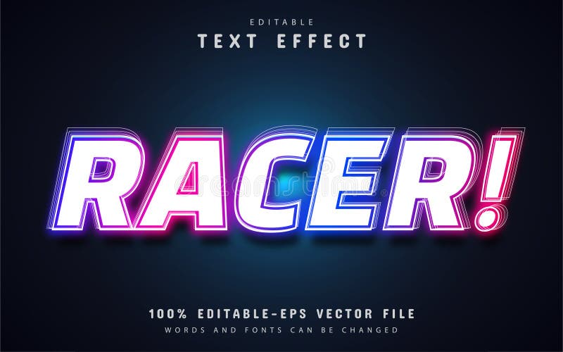 Racer neon text effect stock vector. Illustration of speed - 256145297