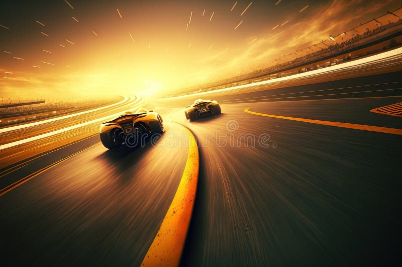 Racetrack in Motion with a Feeling of the Golden Hour Stock ...