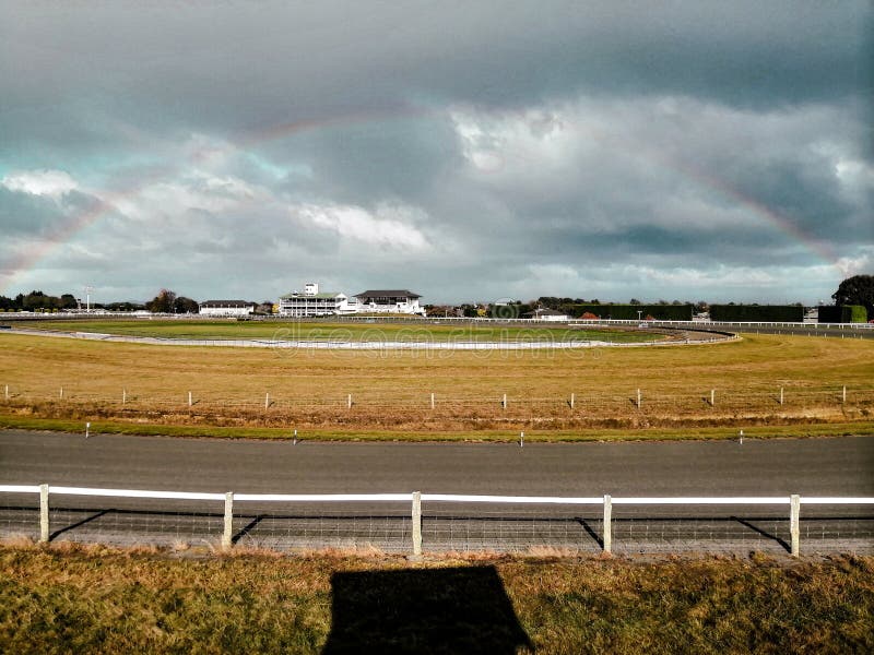 Racetrack rainbow stock image. Image of grass, horse - 257568477
