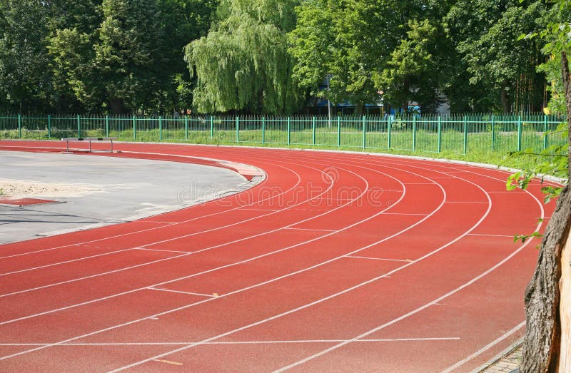 Runners Racetrack Surrounded by Trees Stock Photo - Image of ...