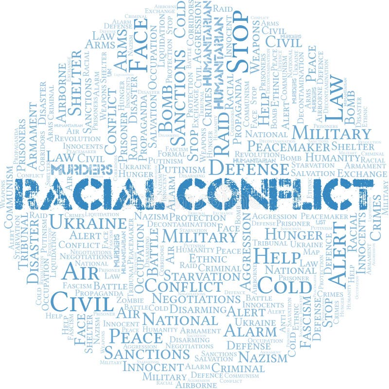 Racial Conflict Word Cloud. Vector Made with the Text only. Stock ...