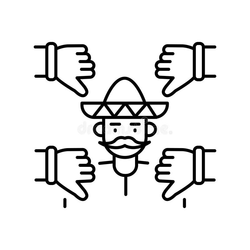 Racial Discrimination Black Line Icon. Stock Vector - Illustration of ...