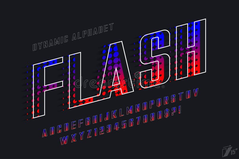 Racing Alphabet Design, Dynamic Typeface, Letters and Numbers. Stock ...