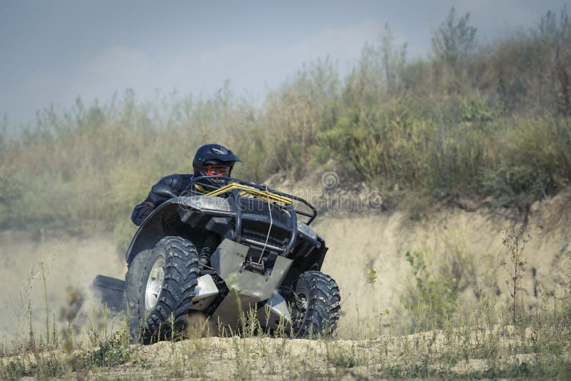 Racing atv is sand. stock image. Image of speed, racer - 77295817