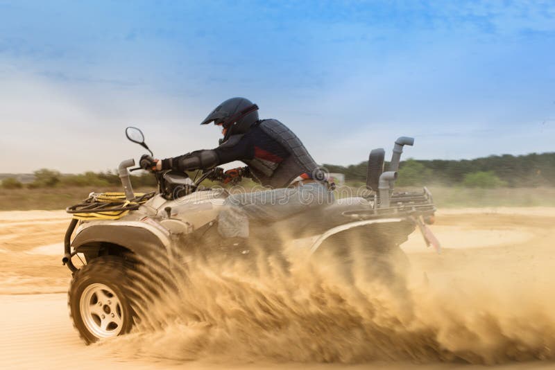 Racing ATV in the sand stock image. Image of adult, power - 71453119