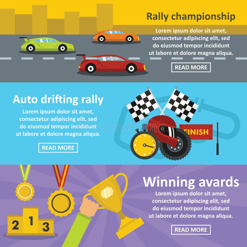 Racing Auto Banner Horizontal Set, Flat Style Stock Vector ...