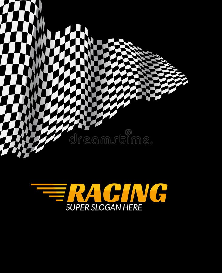 Racing Background with Race Flag, Vector Sport Design Banner or Poster ...