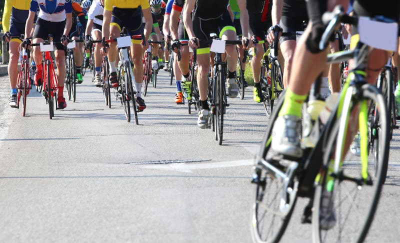 Racing Bikes Led by Trained Cyclists during the Street Race Stock Image ...