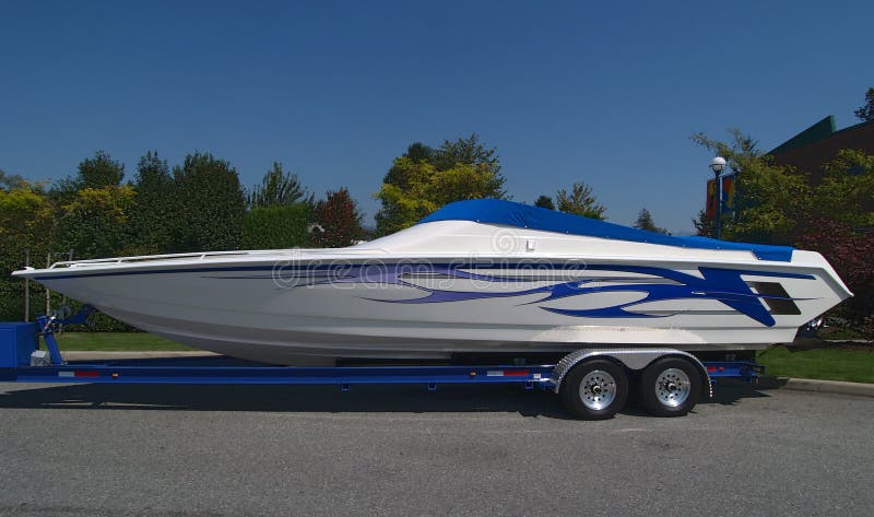 Racing boat stock photo. Image of speed, trailer, white - 934674