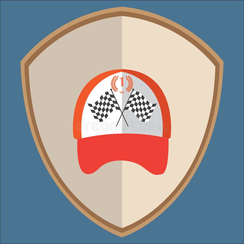 Racing Cap on Shield. Vector Illustration Decorative Design Stock ...