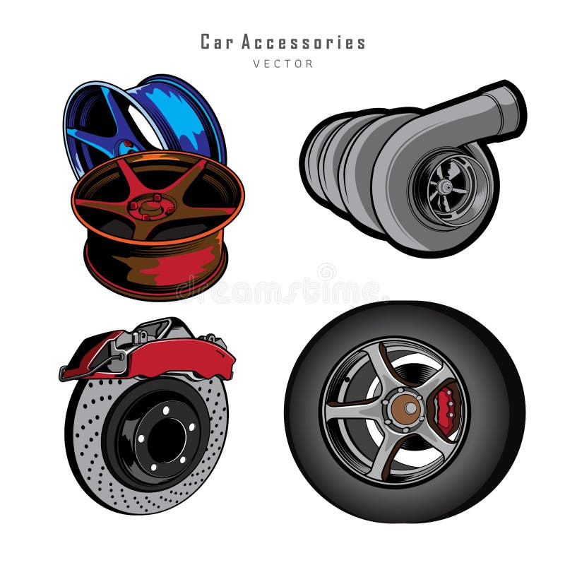 Racing Car Accessories Vector on White Background Stock Vector ...