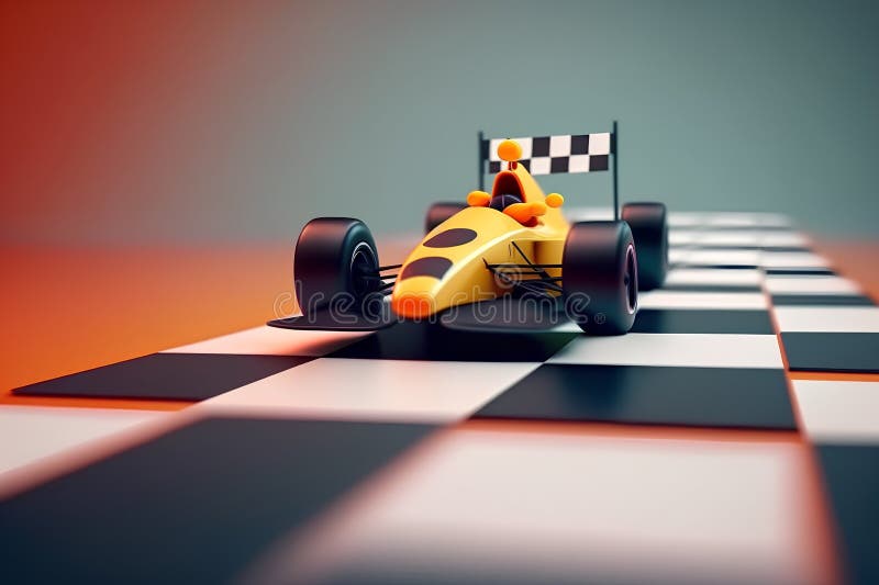 Racing Car on a Checkered Background. 3d Render Stock Illustration ...