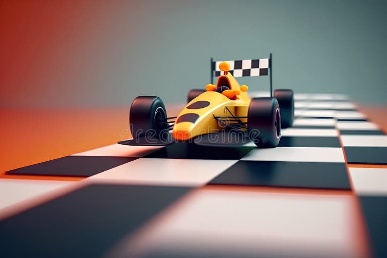 Racing Car on a Checkered Background. 3d Render Stock Illustration ...