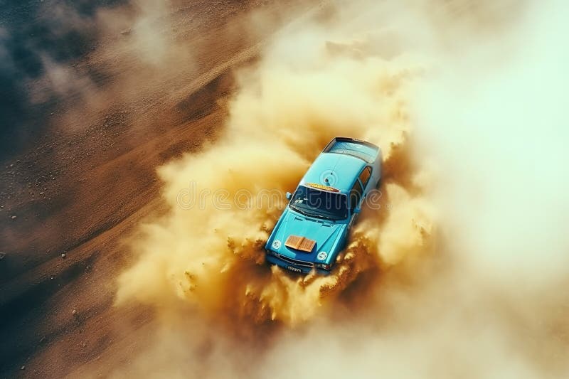 Racing Car in a Cloud of Dust. Race. Drift. Illustration Stock ...