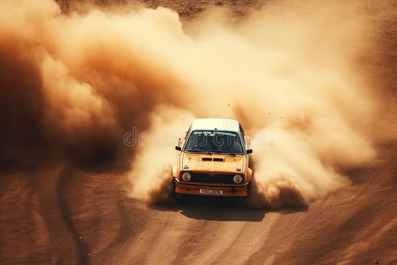 Racing Car in a Cloud of Dust. Race. Drift. Illustration Stock ...