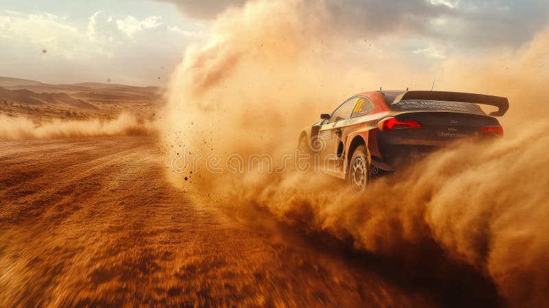Racing Car, Rally Desert Dust Stock Image - Image of race, clouds ...
