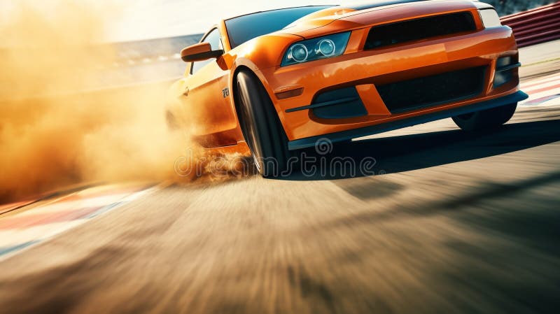 Racing Car Drifting on Speed Track Stadium, Generative AI Stock ...