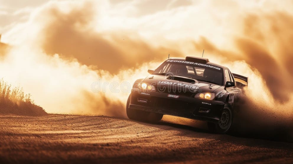 Racing Car in Desert, Dust and Cloud Stock Illustration - Illustration ...