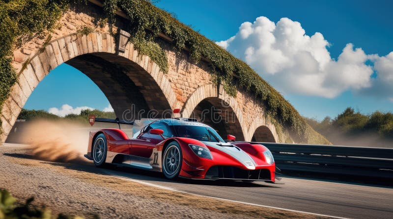 Racing Car Going Under Bridge High Quality Image Stock Illustration ...
