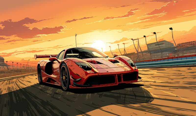 Racing Car in Graphic Novel and Comic Style. Stock Illustration ...