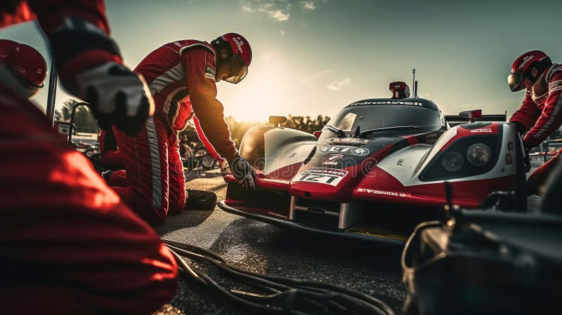 Racing Car Maintenance Technical Team Preparing. Generative AI Stock ...