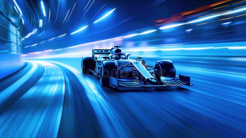 Racing Car with Neon Light Trails. Generative Ai Stock Illustration ...