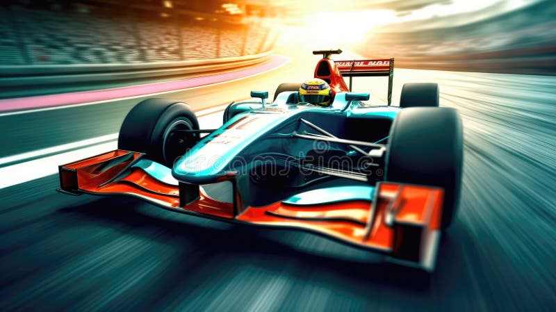 Racing Car Speeding on a Race Track. Generative AI Stock Illustration ...