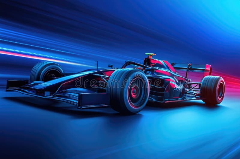 Racing Car Speeding on a Track, Red and Black Colors Stock Image ...