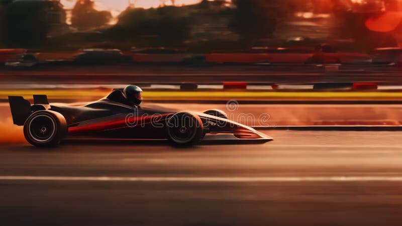 Racing Car Speeding on a Track at Sunset. a High-speed Formula One ...