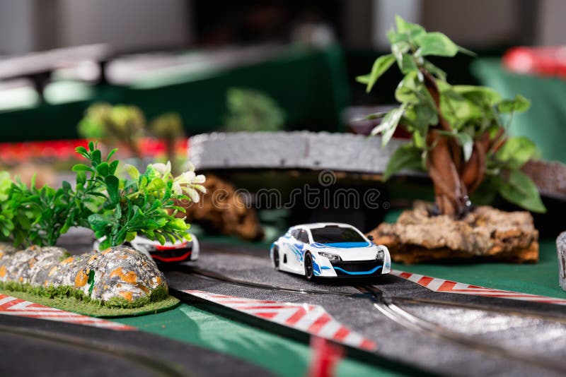 Racing Car on the Toy Race Track Stock Image - Image of play, amusement ...