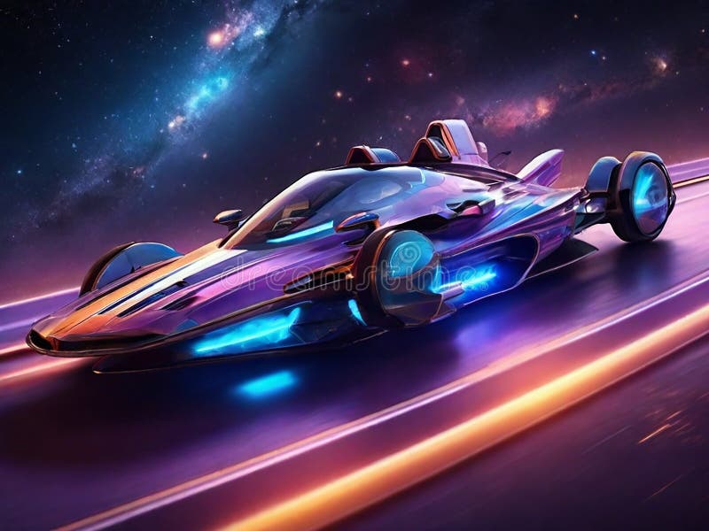 A Racing Car on a Track in Outer Space Stock Illustration ...