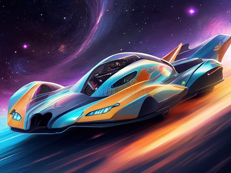 A Racing Car on a Track in Outer Space Stock Illustration ...