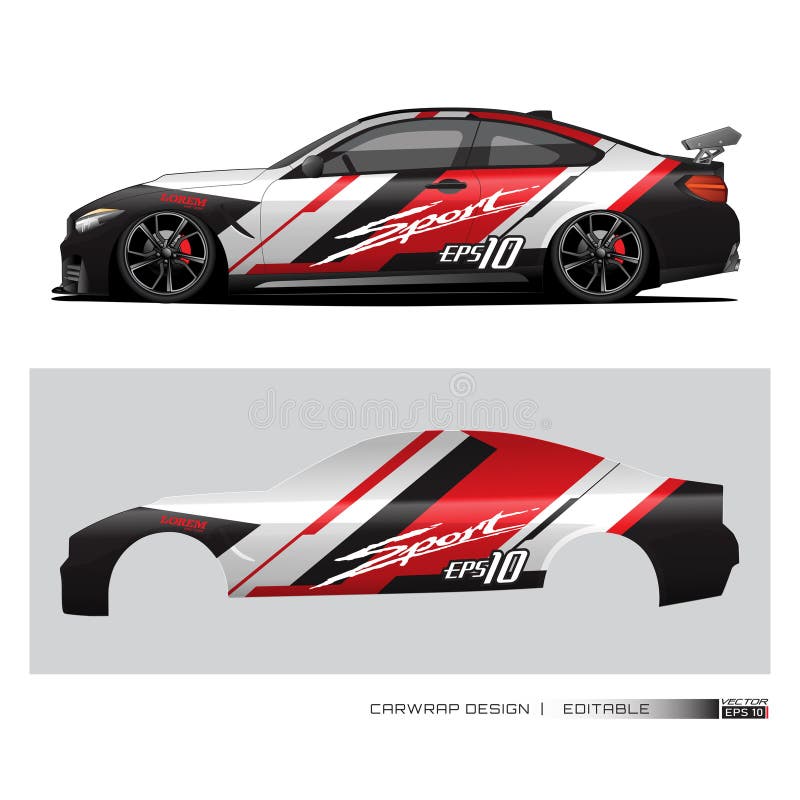 Racing Car Wrap Design Vector. Graphic Abstract Stripe Racing ...