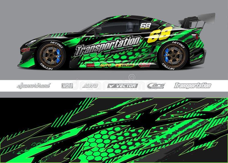Sport Car Wrap Decal Vector Kit. Racing Background for Vehicle or ...
