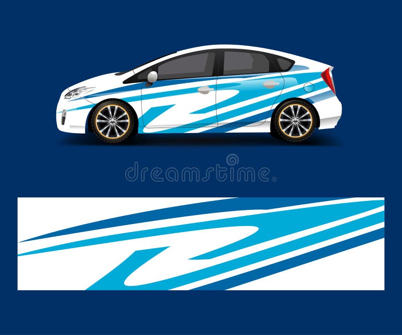 Racing Car Wrap with Simple Abstract Stripe Shapes for Company. Sport ...