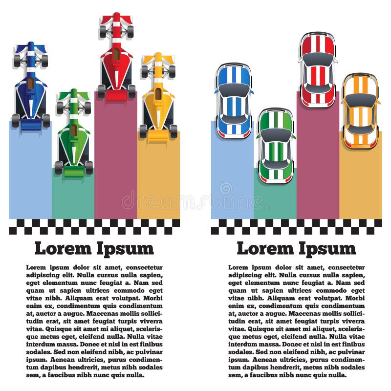 Racing Cars on Colored Stripes. Stock Vector - Illustration of flat ...