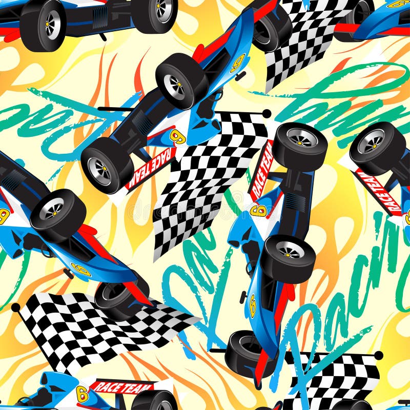 Racing Car Seamless Pattern. Stock Vector - Illustration of transport ...