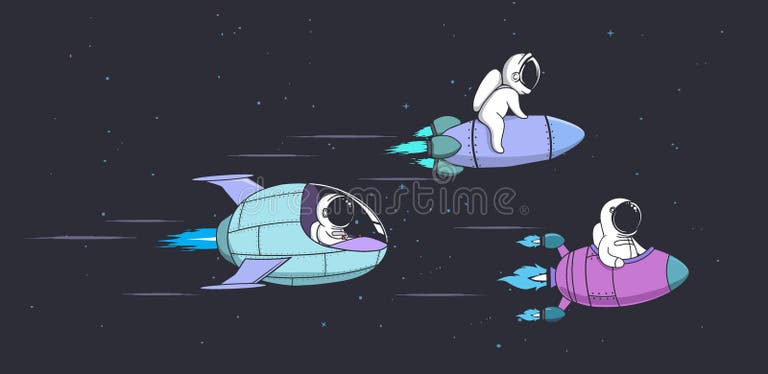 Racing Competitions of Astronauts in Outer Space Stock Vector ...