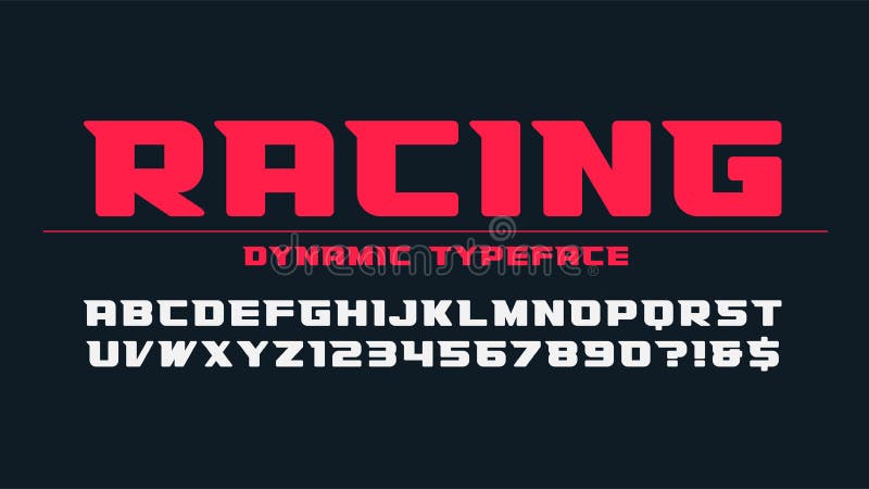 Racing Display Font Design, Alphabet, Typeface, Letters Stock Vector ...