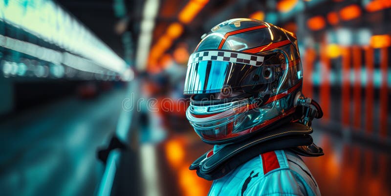 Racing Driver with Helmet at Trackside Stock Illustration ...