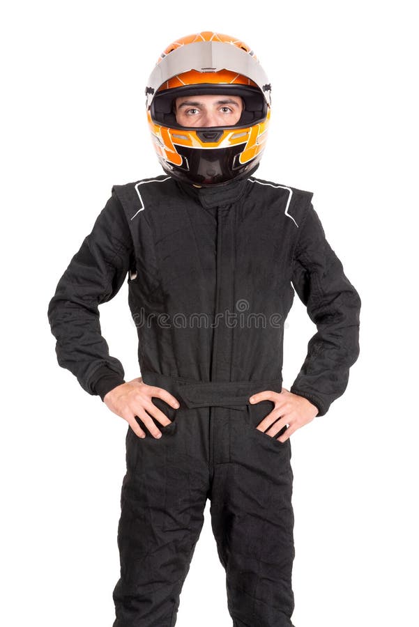 Racing Driver with Hemet Isolated in White Stock Photo - Image of body ...