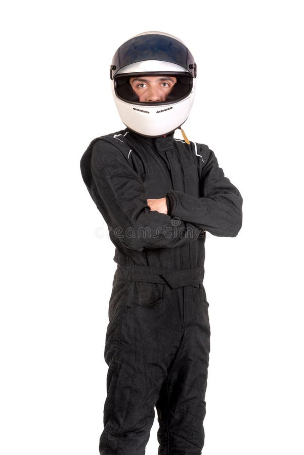 Racing Driver Isolated in White Stock Image - Image of body, caucasian ...
