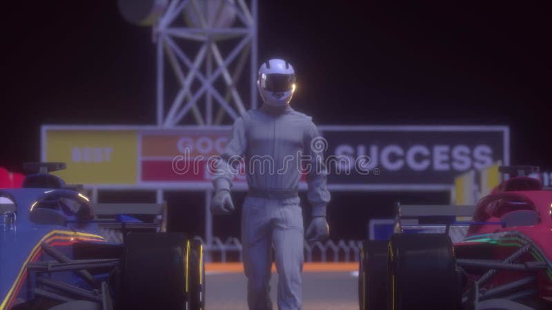 Racing Driver Pilot Walk between Two Race Cars. Car Racing Concept ...