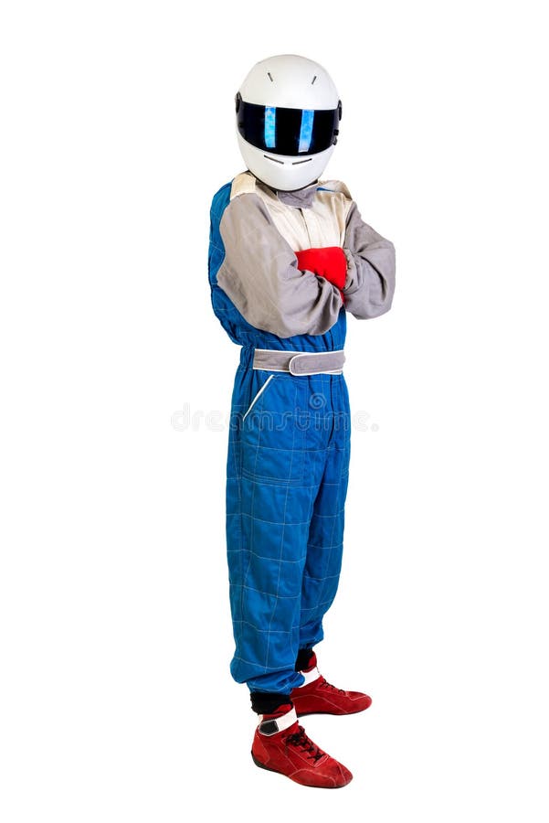 Racing Driver Isolated in White Stock Image - Image of caucasian, motor ...