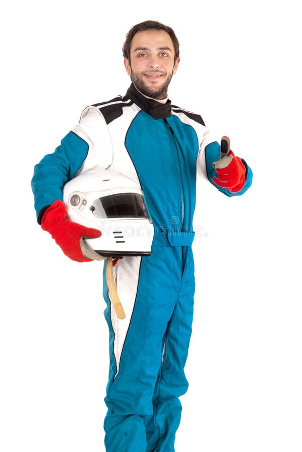 Racing Driver Isolated in White Stock Photo - Image of helmet, cool ...