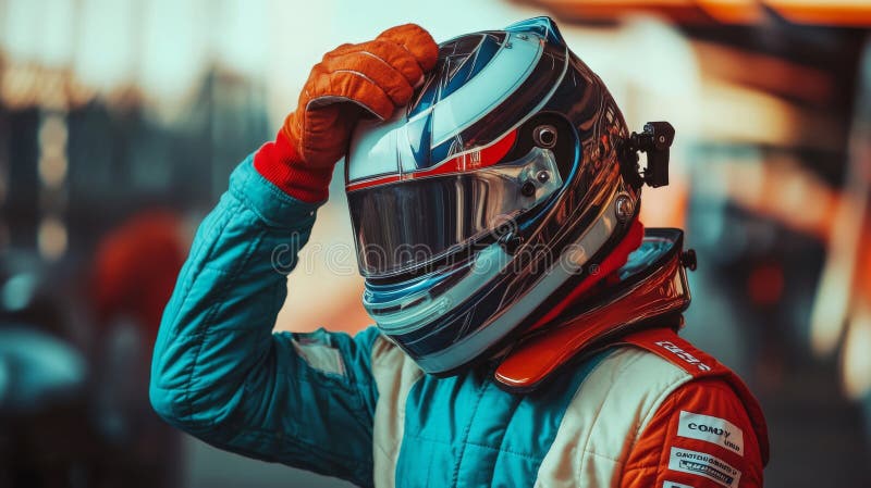 A Racing Driver Stands in the Pit Lane with a Focused Expression. the ...