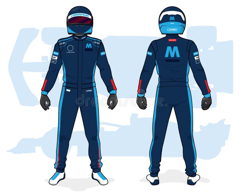 Racing Driver Uniform Template Mockup Design Stock Vector ...