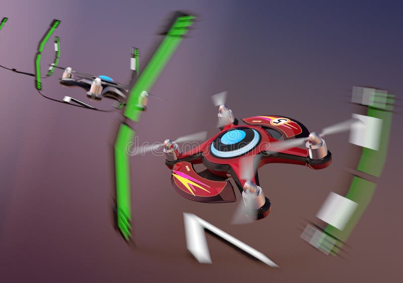 Racing Drones Chasing in the Sky Stock Illustration - Illustration of ...