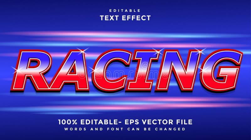 Racing Editable Text Effect Design Template Stock Vector - Illustration of modern, sport: 268913609